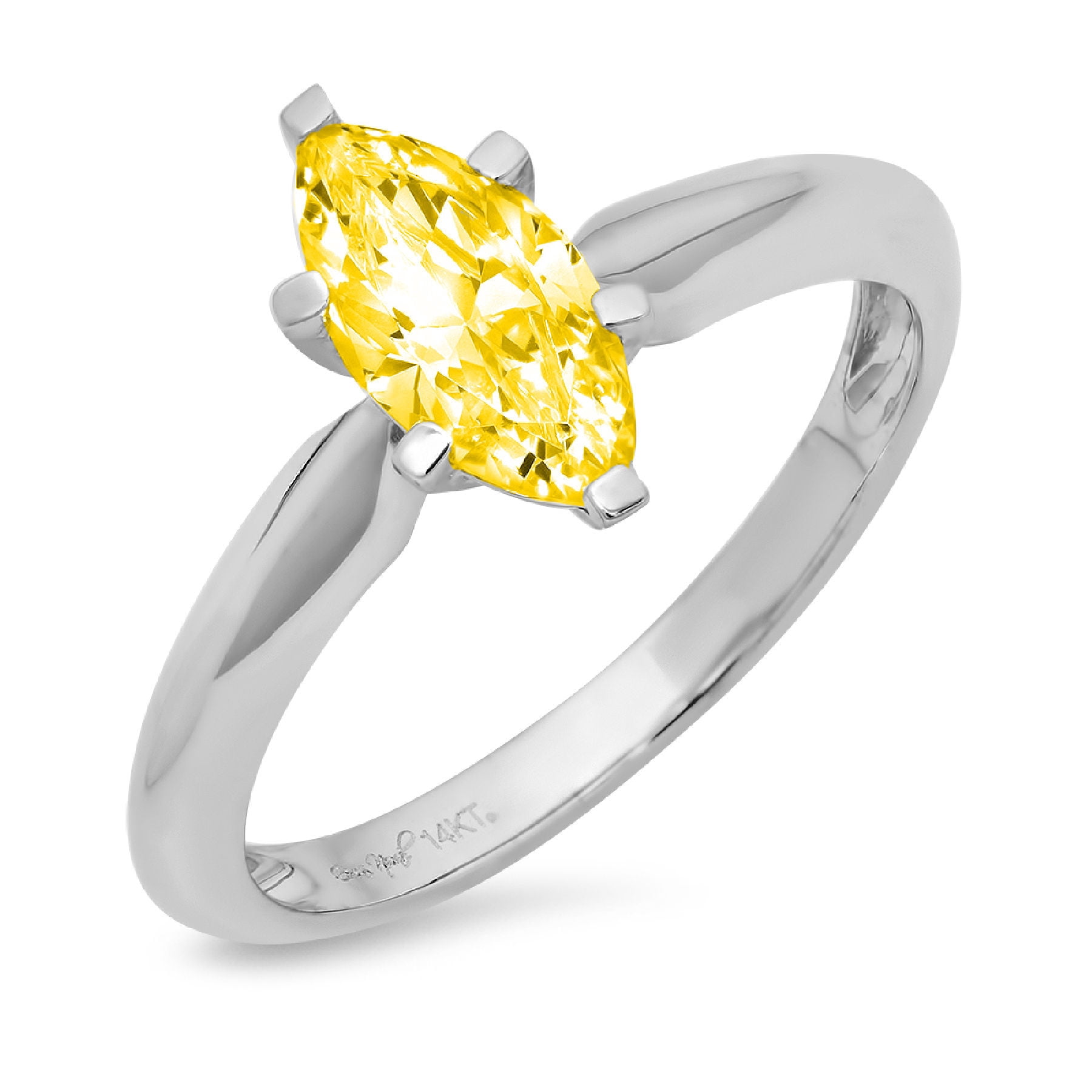 1 ct Marquise Cut Simulated Yellow Diamond Solitaire 14K White Gold ...