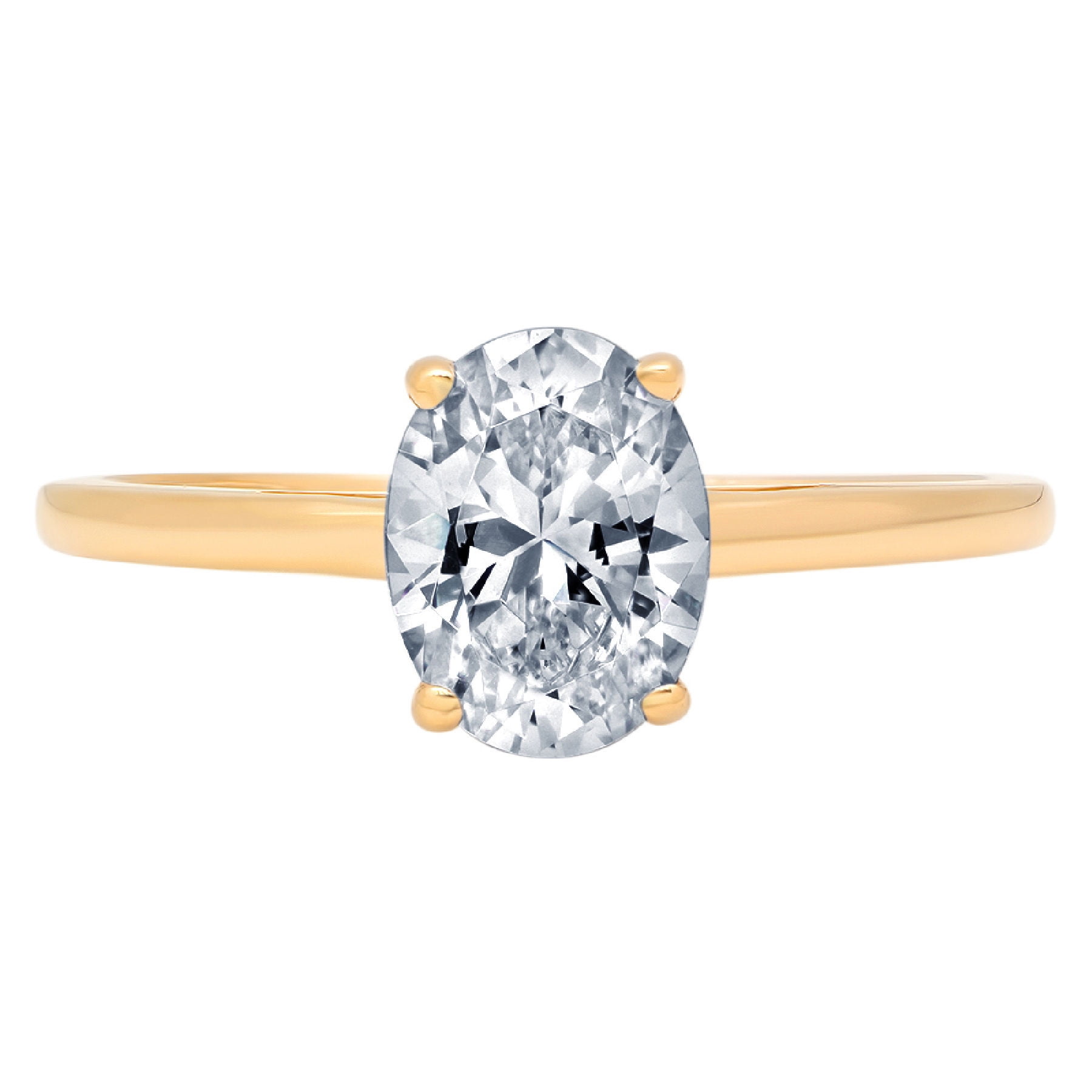 1 ct Oval Cut Simulated Blue Diamond Solitaire 18K Yellow Gold Womens ...