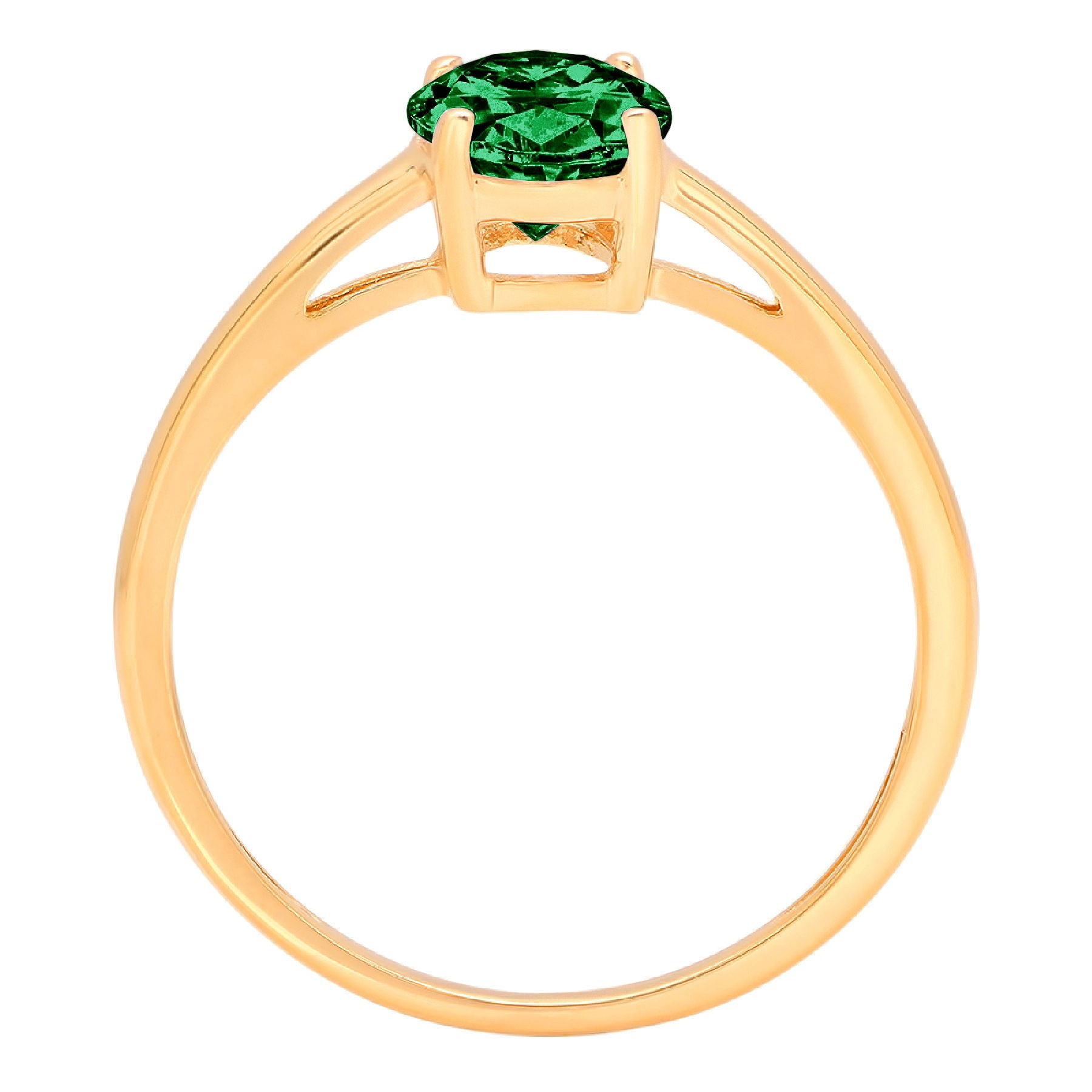1 ct Oval Cut Simulated Emerald Solitaire Engagement Ring for Women in ...