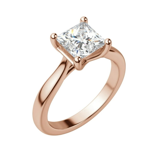 1 ct Princess cut Lab Grown Diamond Engagement Ring 14k Rose Gold All ...