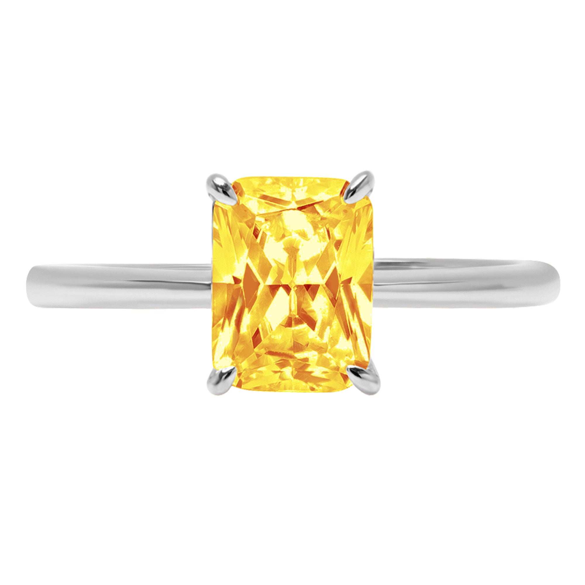 1 ct Radiant Cut Natural Citrine Solitaire 18K White Gold Womens ...