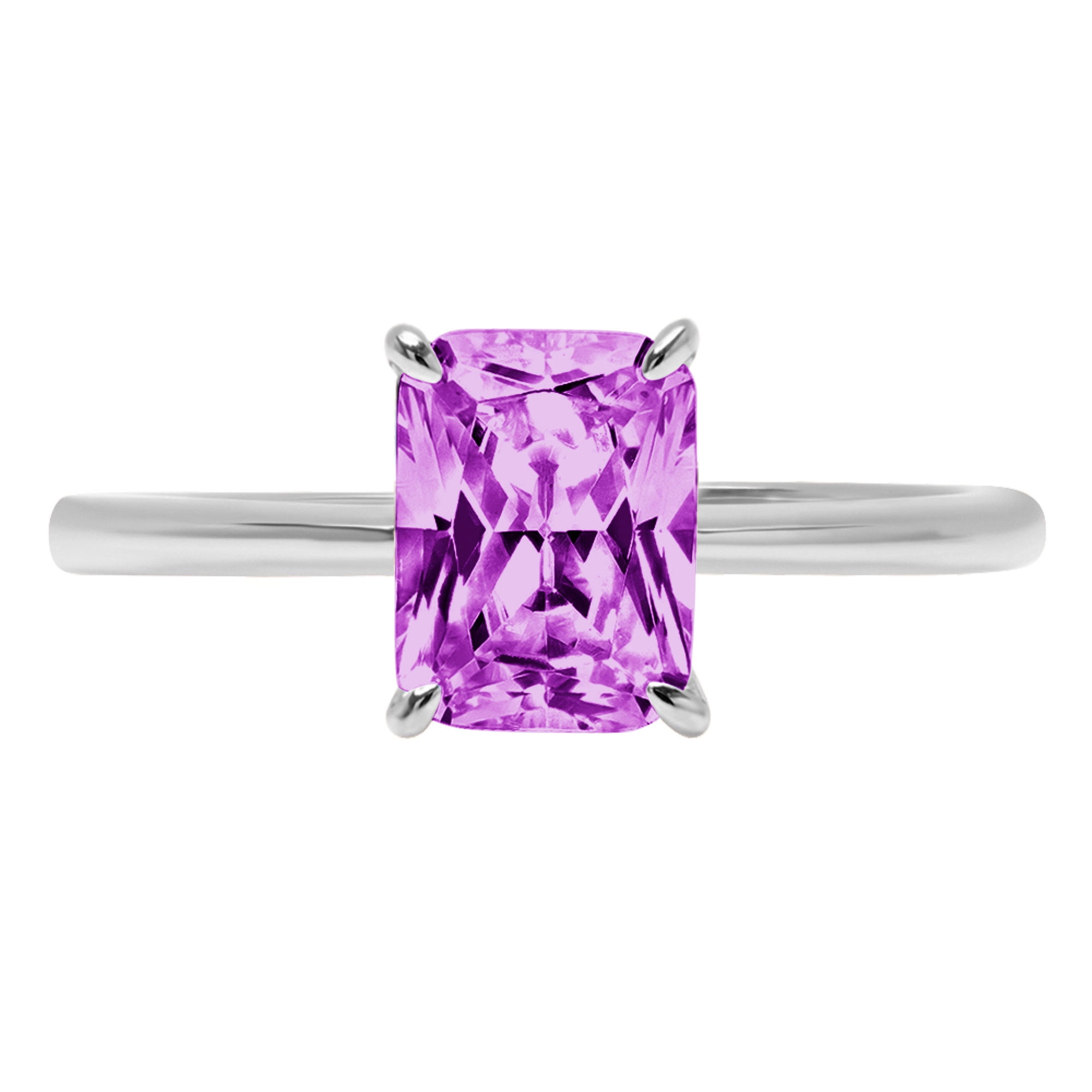 1 ct Radiant Cut Simulated Alexandrite Solitaire 18K White Gold Womens ...