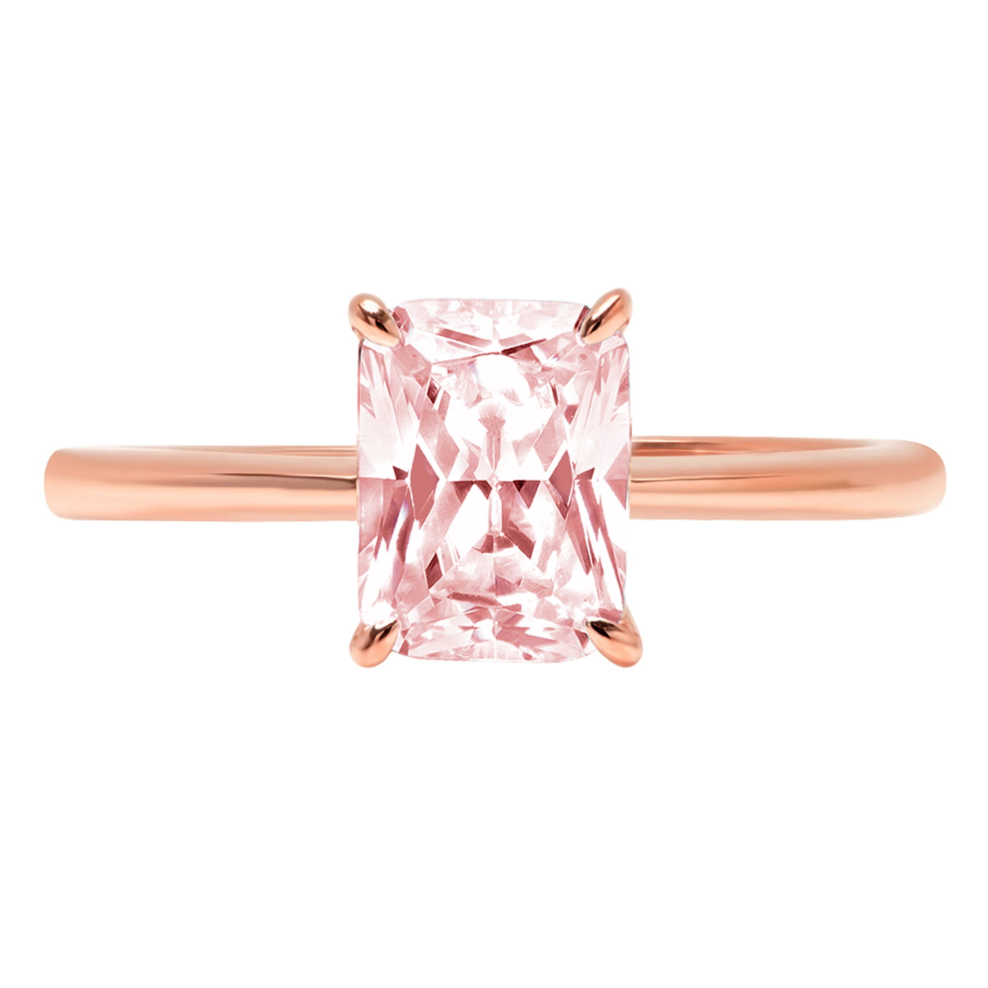 1 ct Radiant Cut Simulated Pink Diamond Solitaire 18K Rose Gold Womens ...