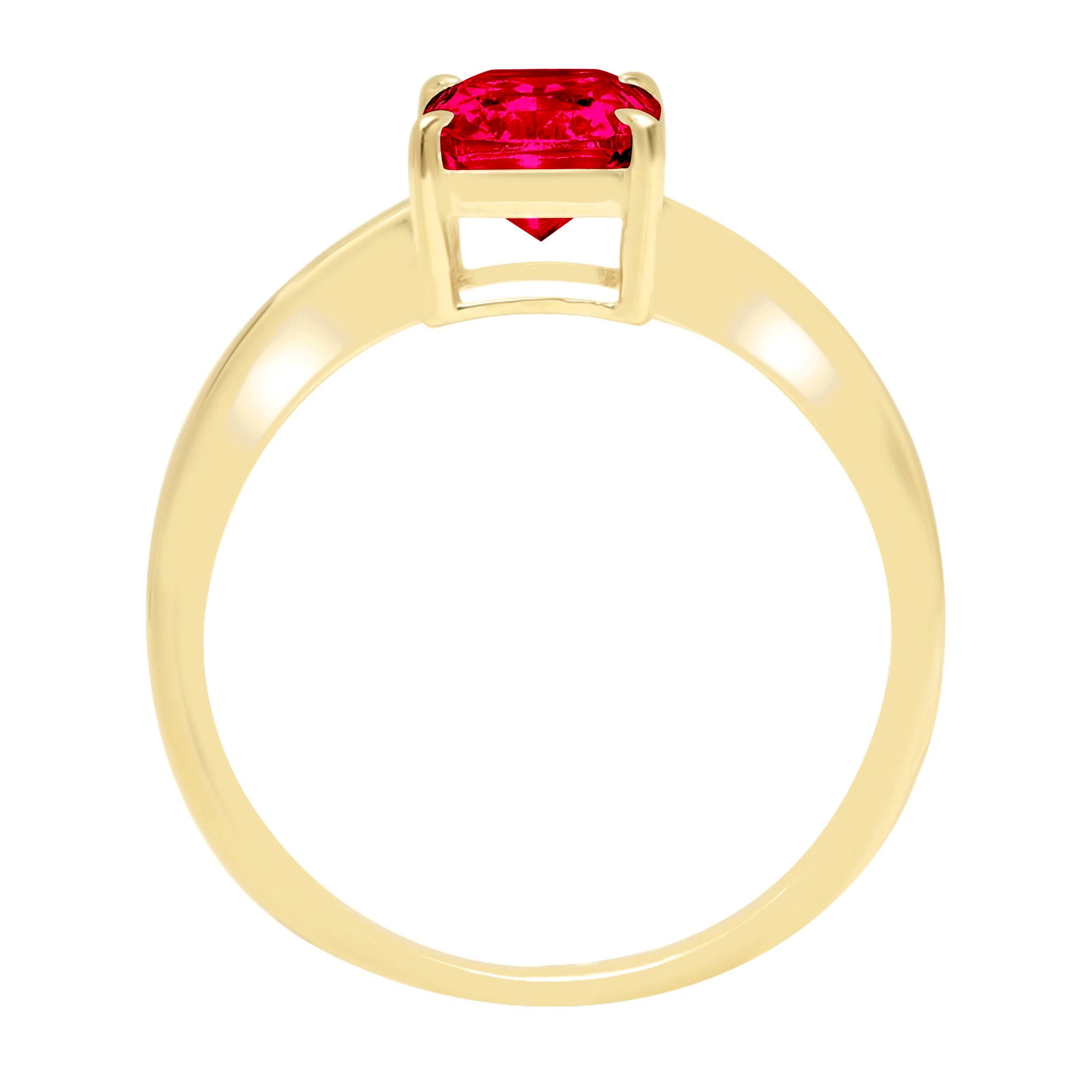 1 ct Radiant Cut Simulated Ruby Solitaire Engagement Ring for Women in ...