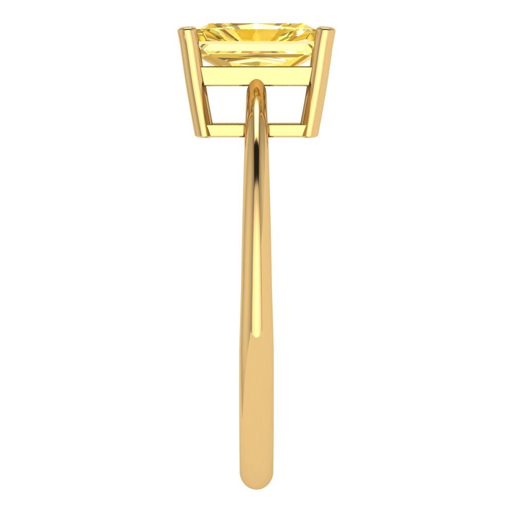 1 ct Radiant Cut Simulated Yellow Diamond Solitaire 18K Yellow Gold ...