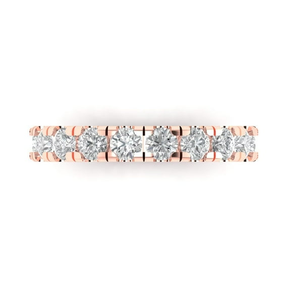 1 ctw Wedding Band for Women - 18K Rose Gold White Sapphire Stackable ...