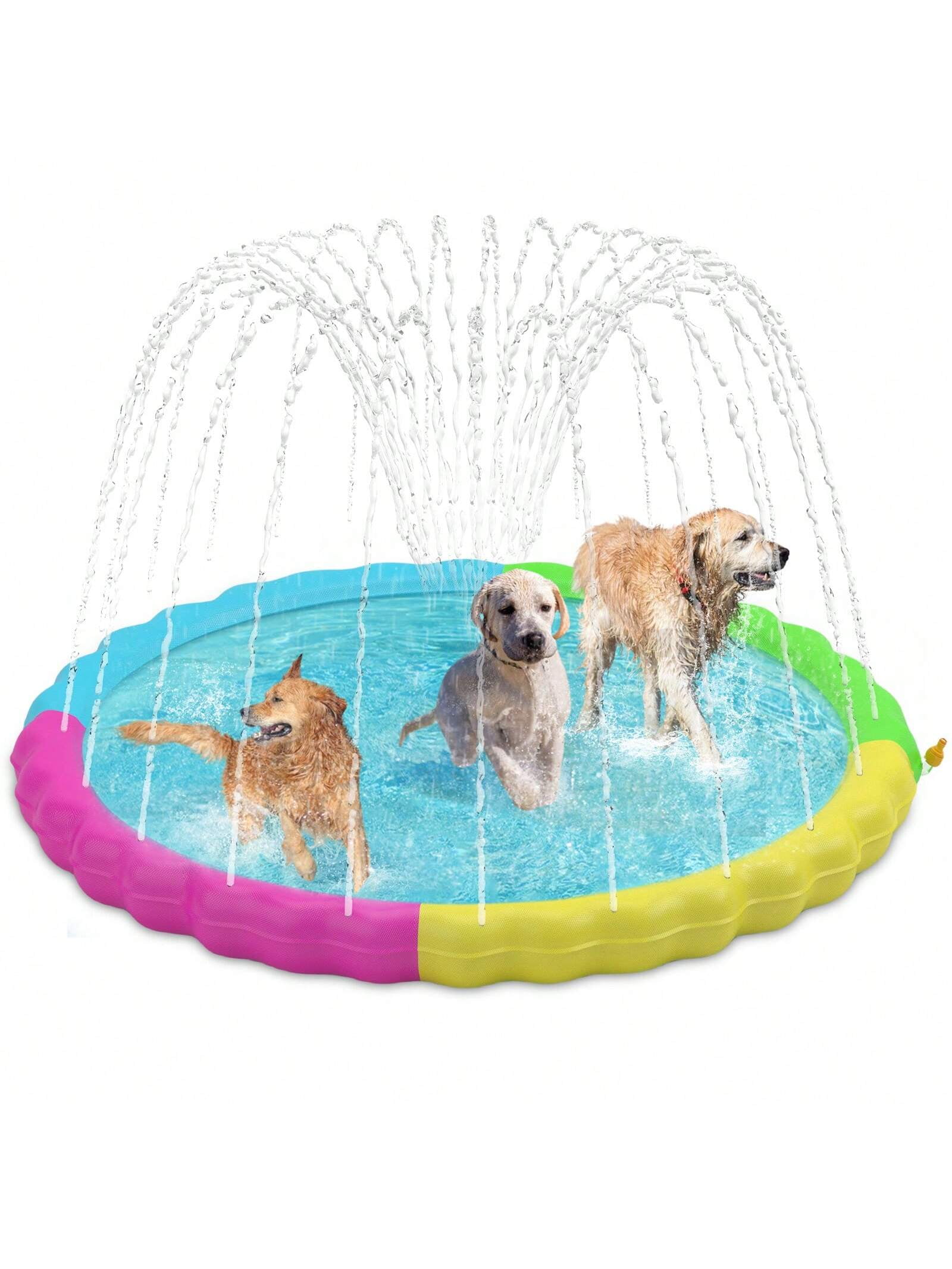 1 dog water play mat, summer outdoor water toy anti slip dog sprayer ...
