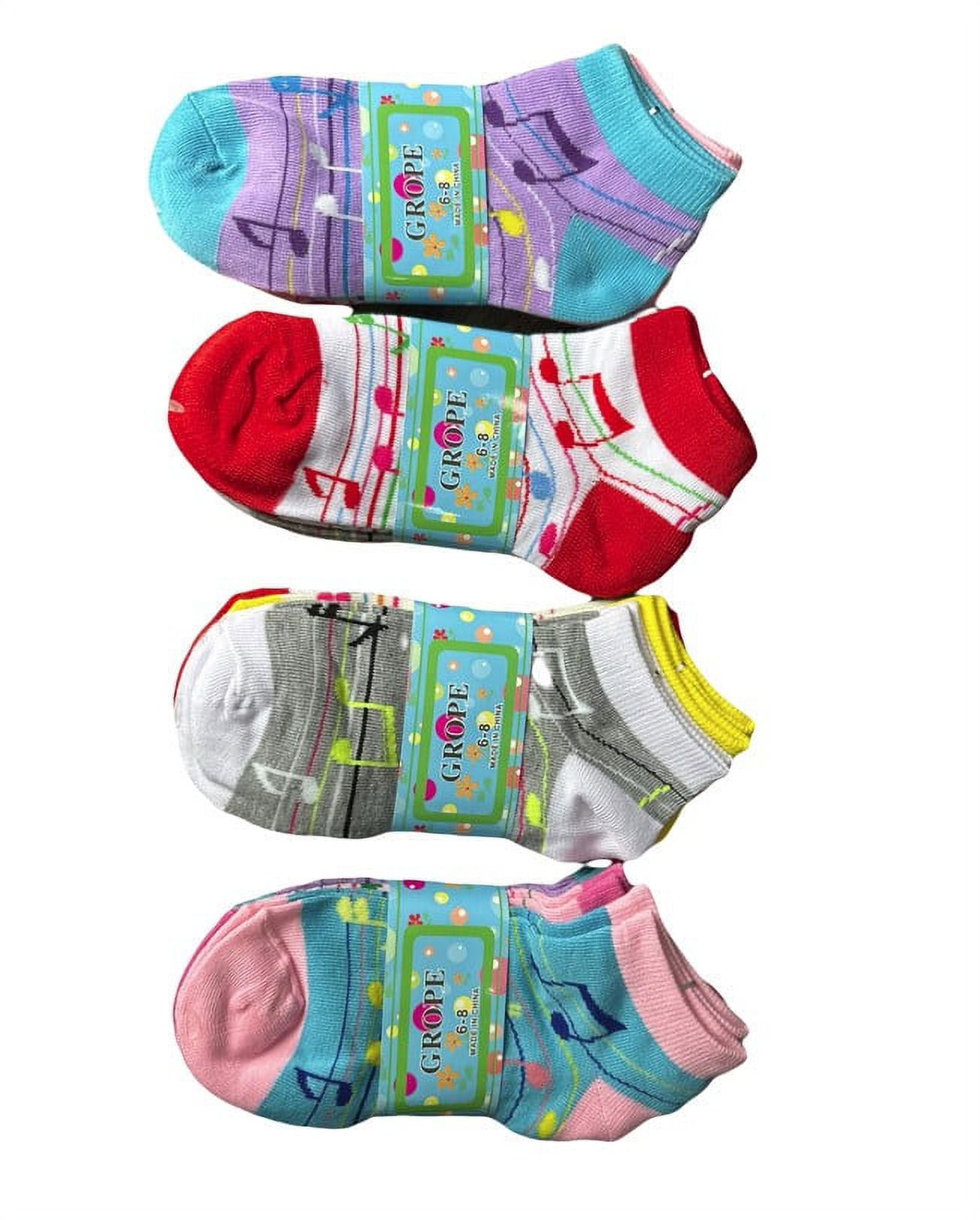 1 dozen Girl's lowcut socks Music Melody patterns in assorted colors ...
