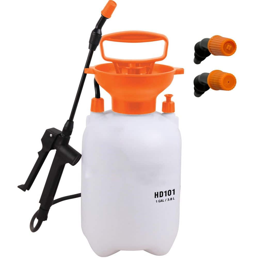 1 gal. Handheld Garden Pump Sprayer with 52" Long Hose and 2-Nozzles ...