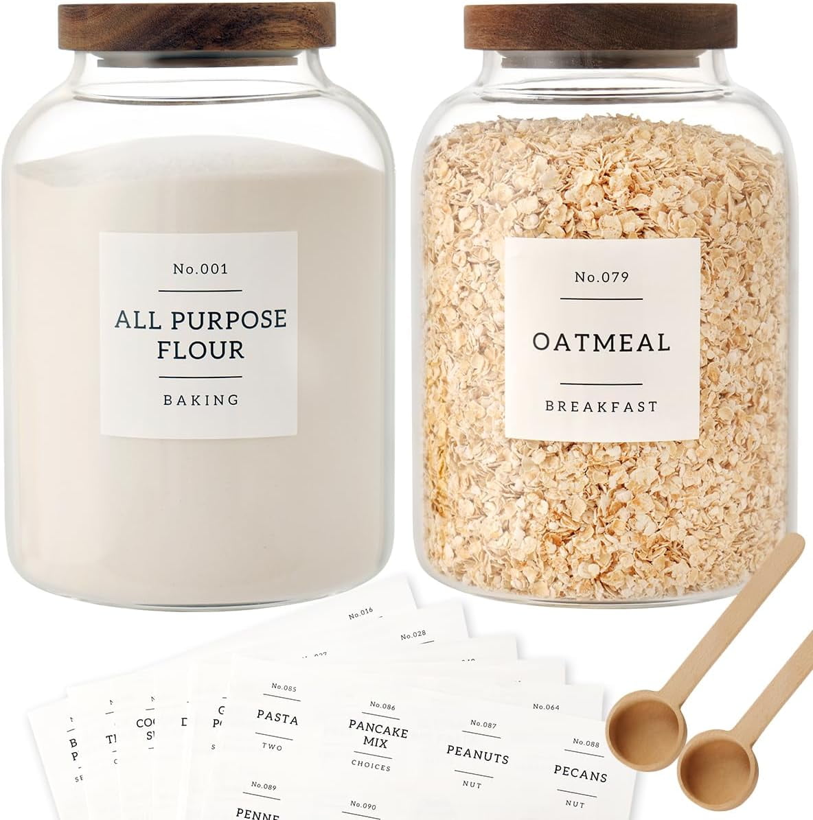 (1 gallon/4000 ml) 2 large glass jars with sealed lid, glass food ...