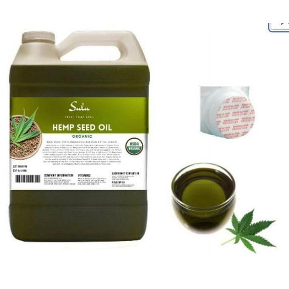 SULU ORGANICS, 1 Gallon Cold Pressed Hemp Seed Oil, Unrefined, USDA ...