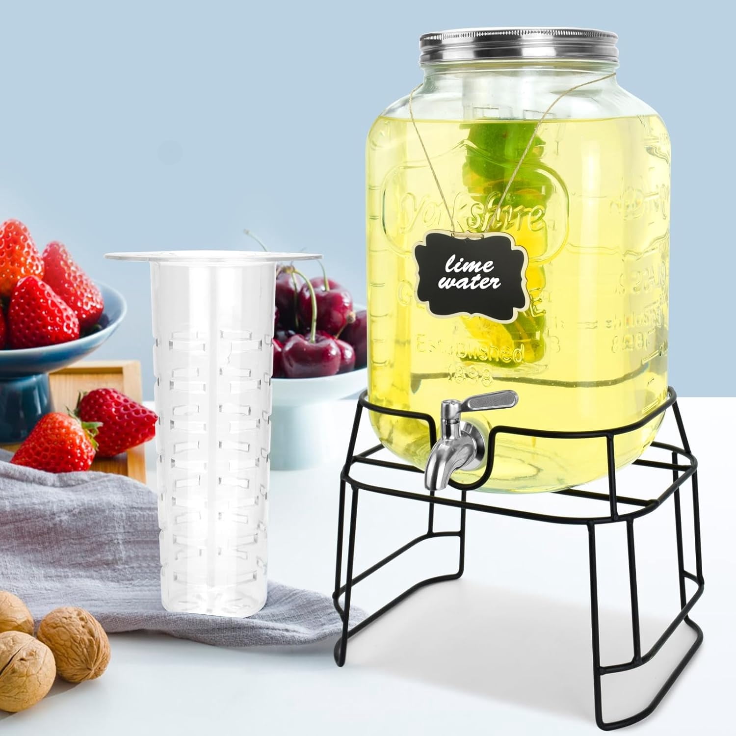 1 Gallon Glass Drink Dispensers For Parties 2PACK.Beverage Dispenser ...