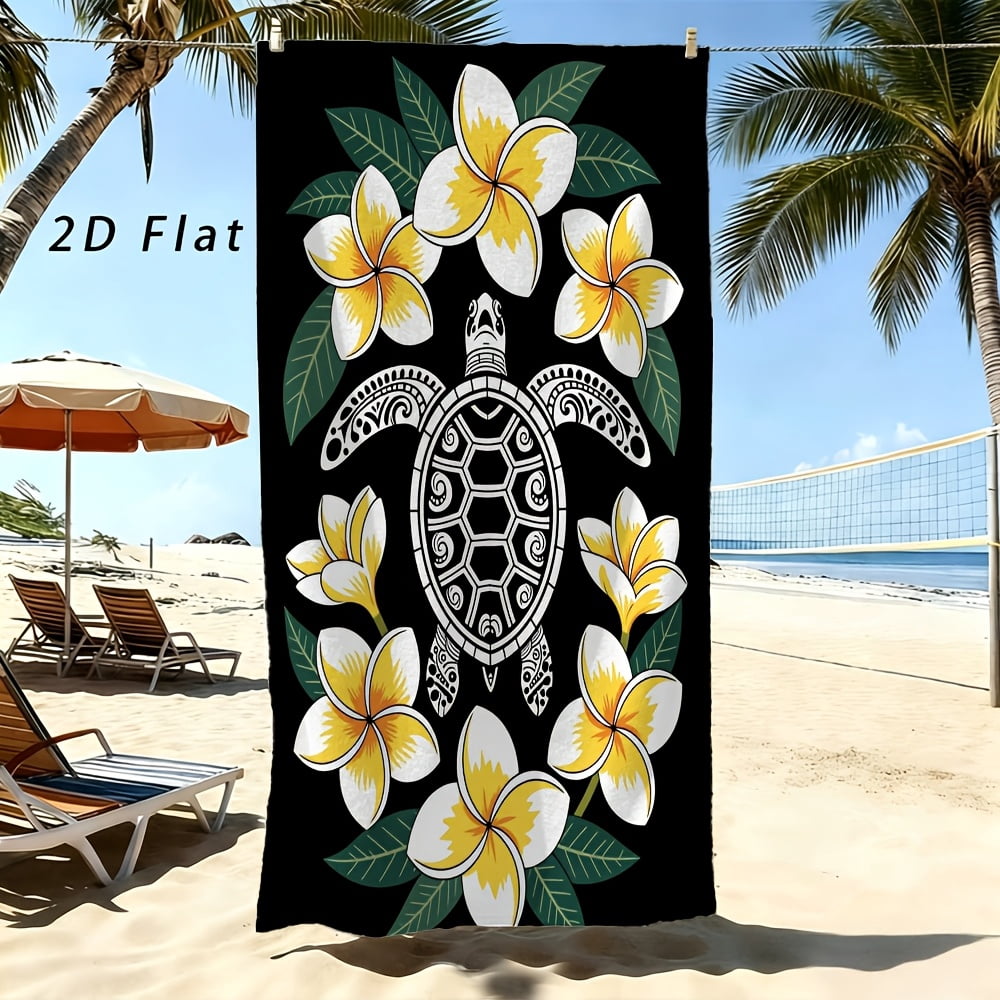 1 golden turtle pattern beach towel, very suitable for beach vacation ...