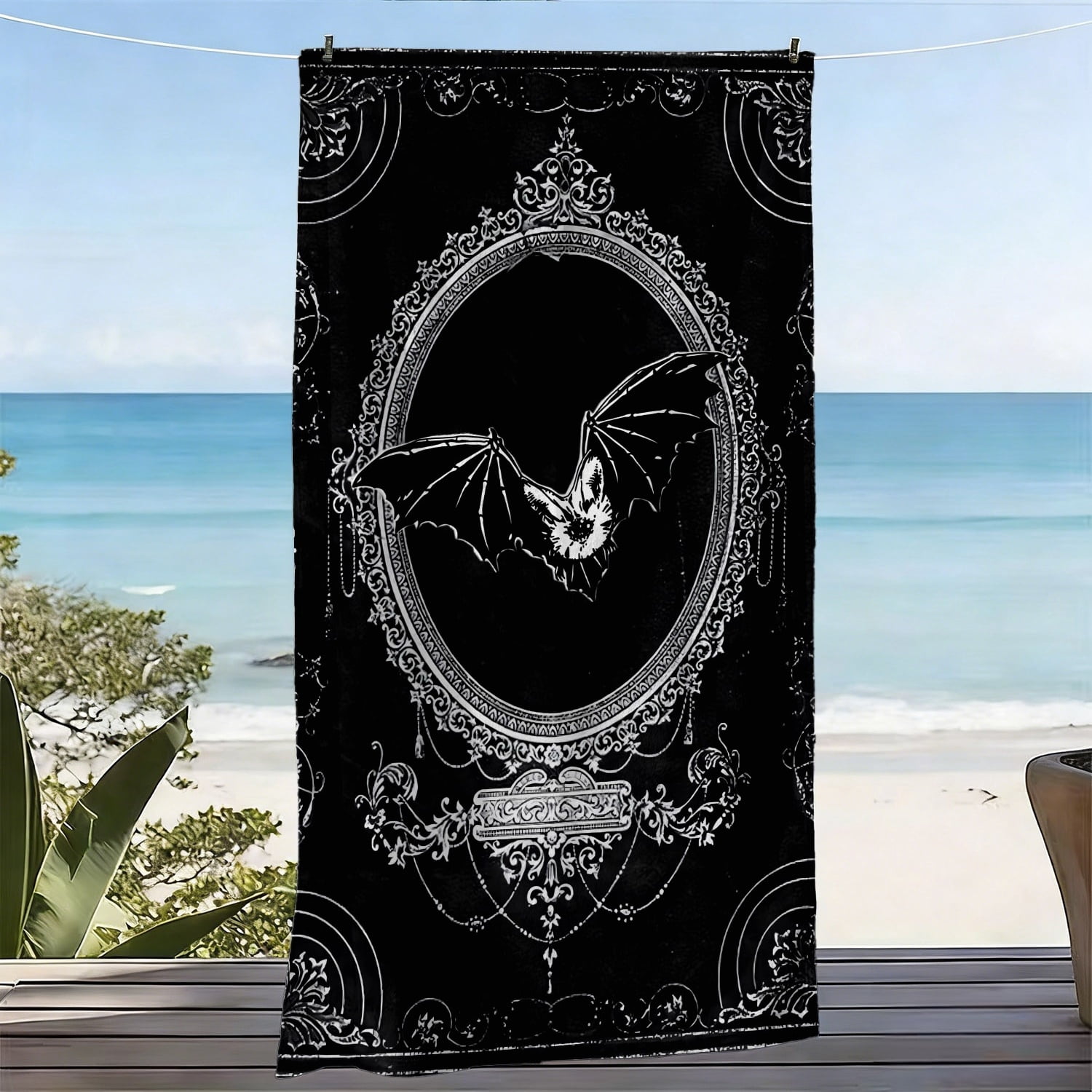 1 gothic bat pattern with gorgeous border elements, oversized soft ...