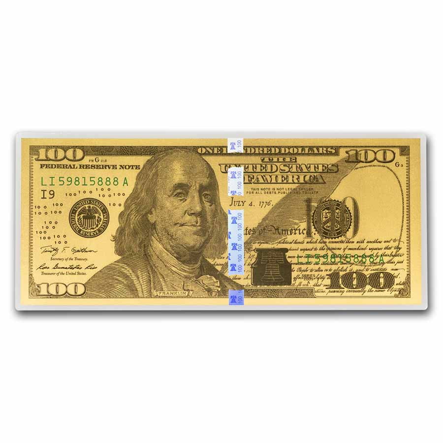 1 gram Gold Note - $100 Replica (Benjamin Franklin Design, 24K ...