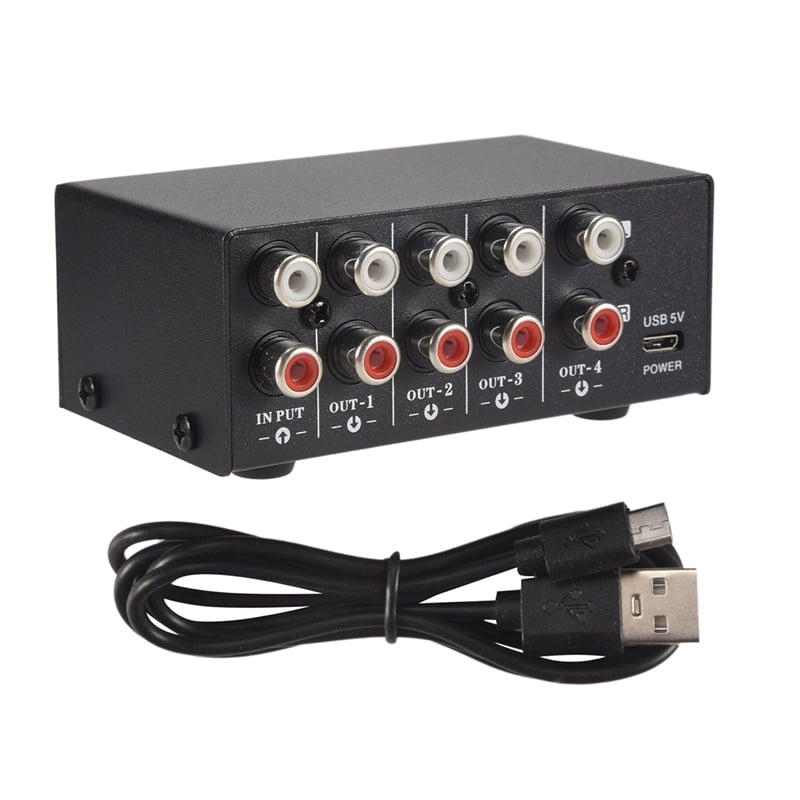 1 in 4 Out Stereo Signal Source Splitter Audio Frequency Distribute ...