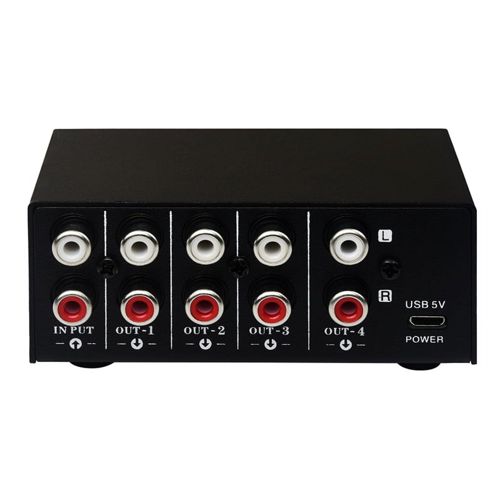 1 in 4 Out Stereo Signal Splitter with RCA Interface, Volume Adjustment ...