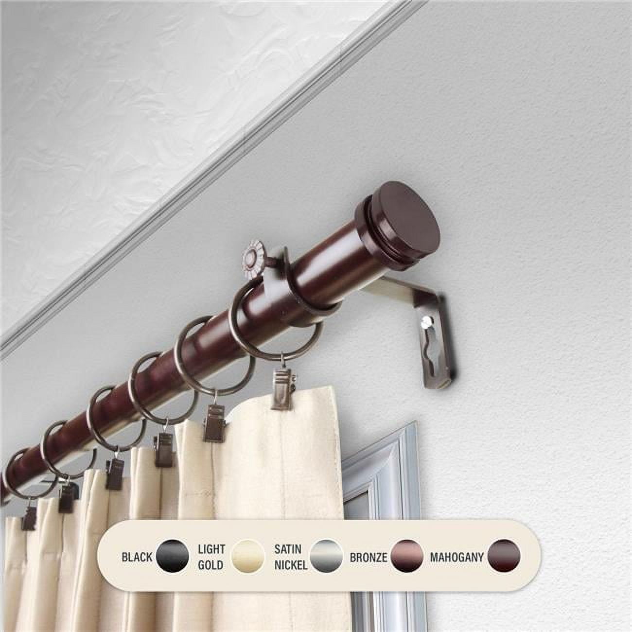 1 in. Cap Curtain Rod with 160 to 240 in. Extension, Bronze - Walmart.com
