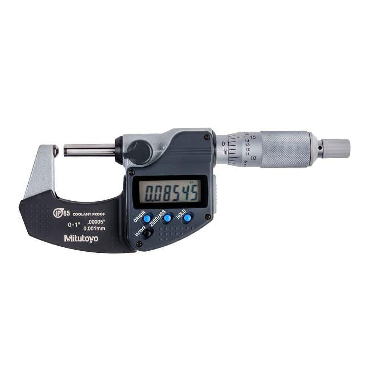 1 in. Digimatic Micrometer with 25 mm Spherical Anvil Flat Spindle ...