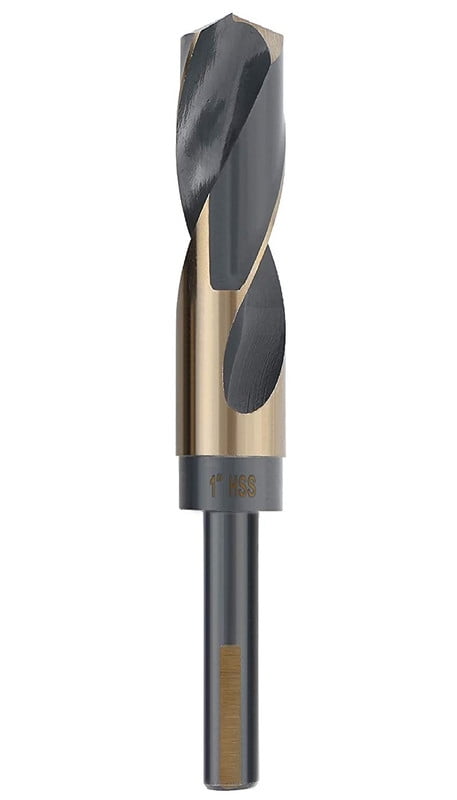 1 in. HSS Silver and Deming Drill Bit 1/2" Reduced 3-Flat Shank Golden ...
