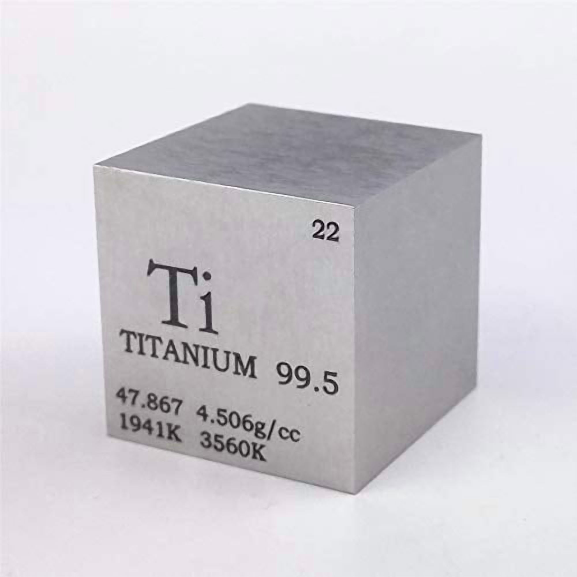 1 inch 25.4mm Titanium Metal Cube 73g 99.5% Engraved Periodic Table of ...