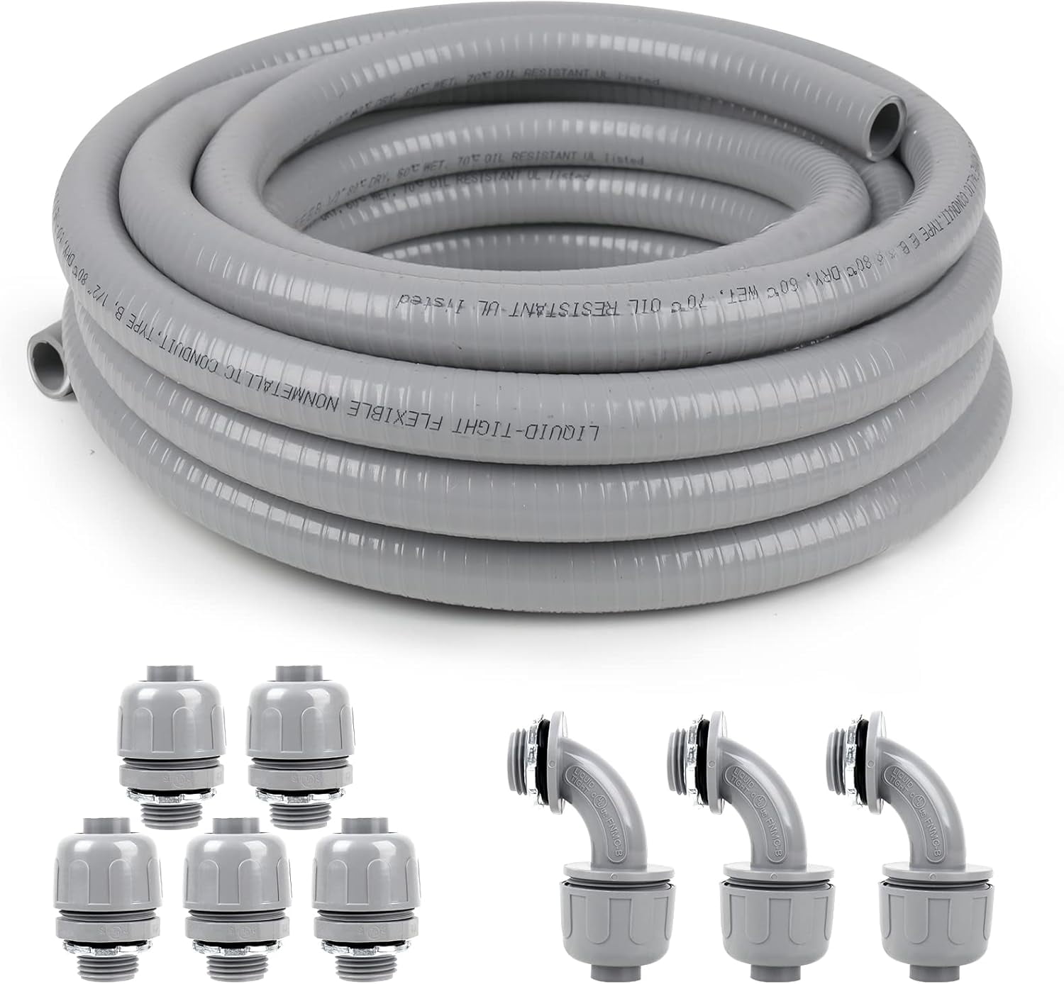 1 inch 25ft Liquid-Tight Conduit and Connector Kit,Flexible Non ...