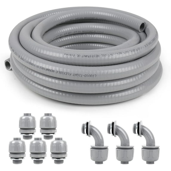 1 inch 25ft Liquid-Tight Conduit and Connector Kit,Flexible Non ...