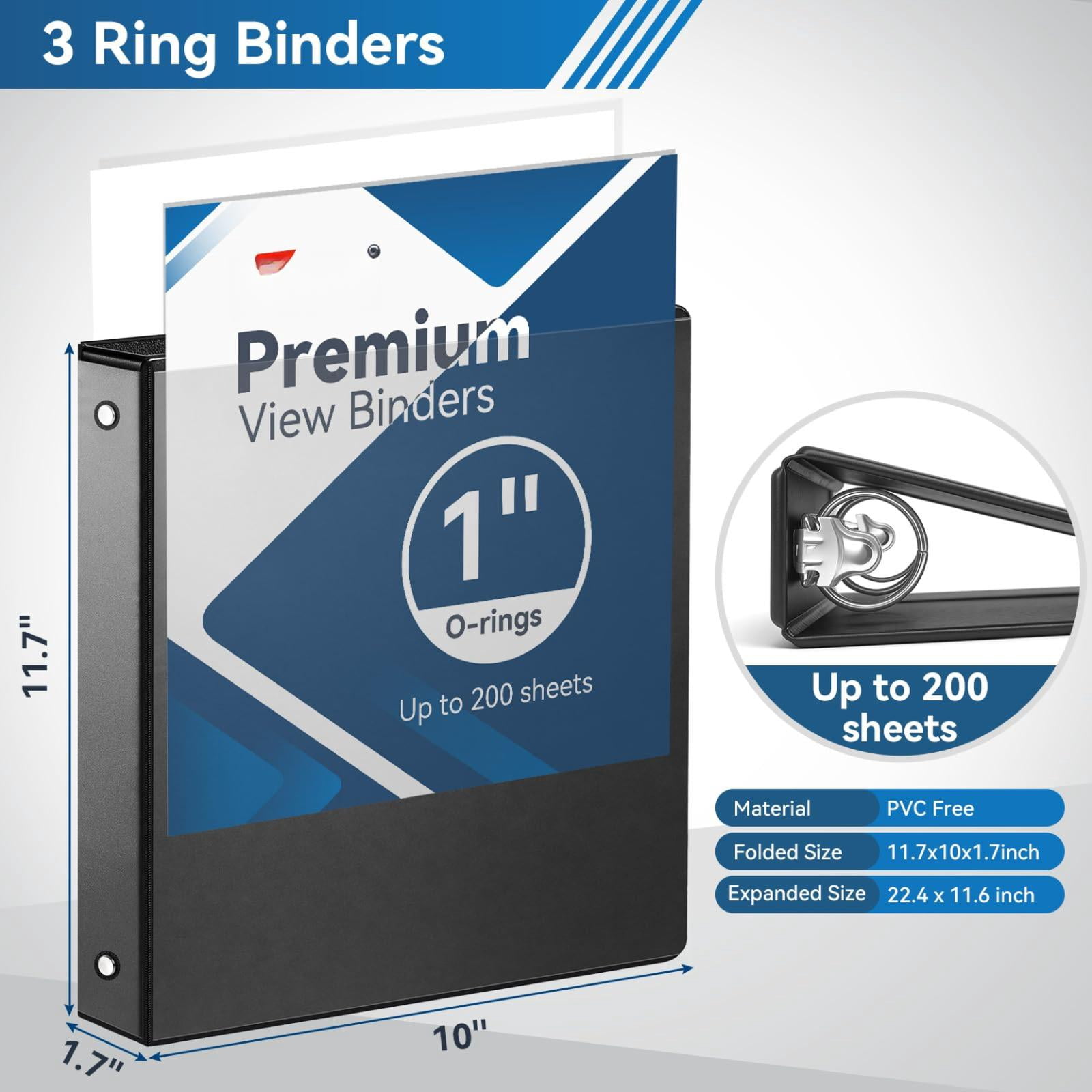 1-inch 3 Ring Binder With 2 Interior Pockets 1''durable Binders Holds ...