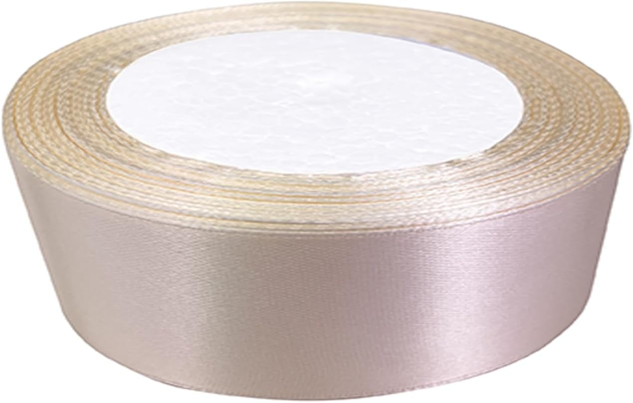1 inch Beige Satin Ribbon 25 Yards Fabric Ribbons Roll for Wedding ...