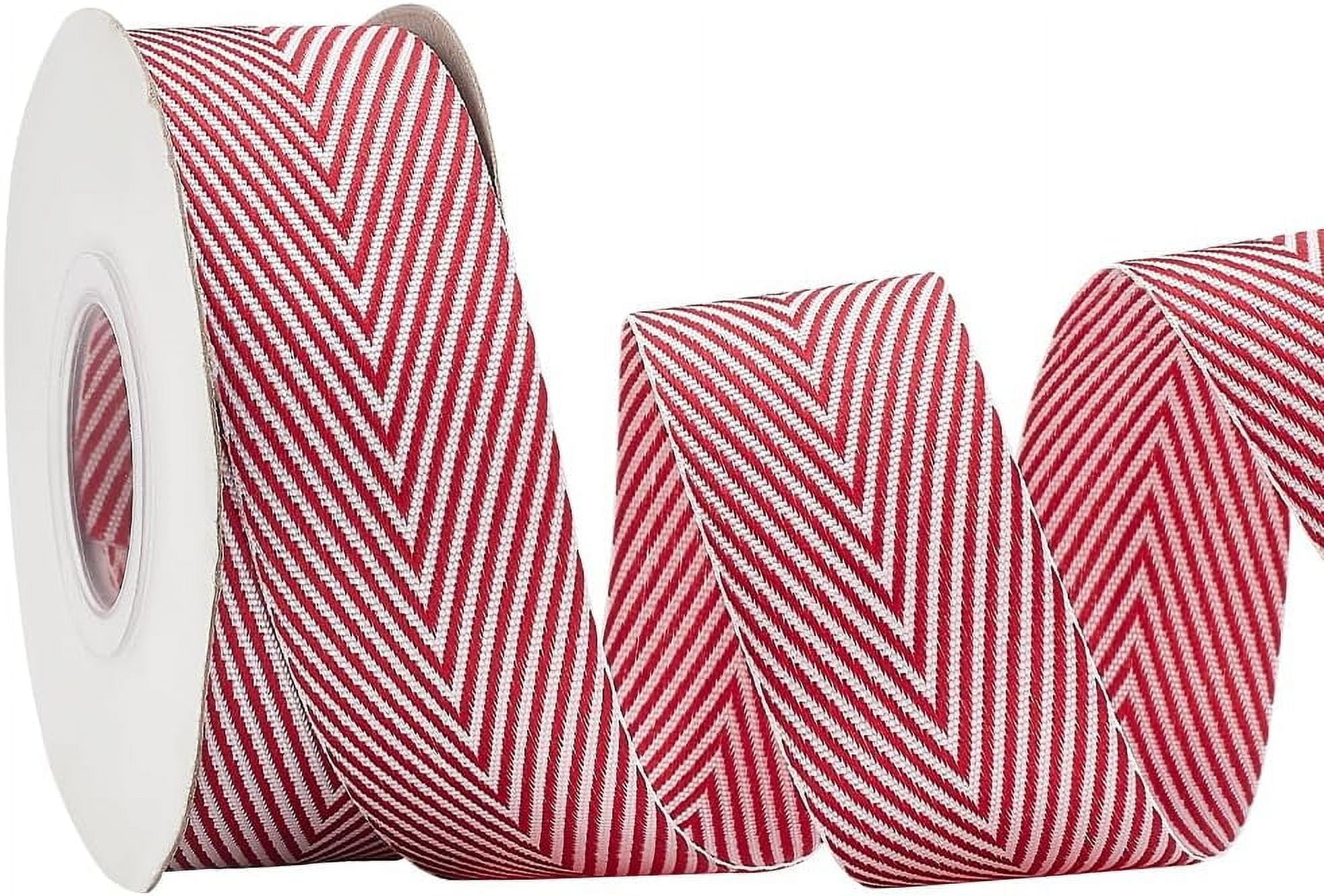 1 inch Craft Striped Ribbon 9.8 Yard Polycotton Tape Ribbon Red White ...