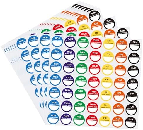 1 inch Day of Week Labels (Mon-Sun) FIFO Food Restaurant Day Dots ...