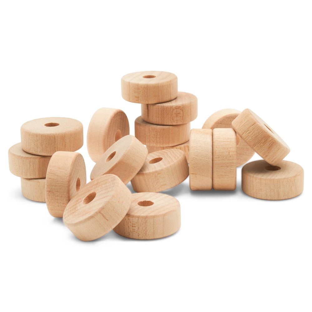 1-inch Diameter Slab Wooden Wheels for Crafts, 3/8-inch Hole ...