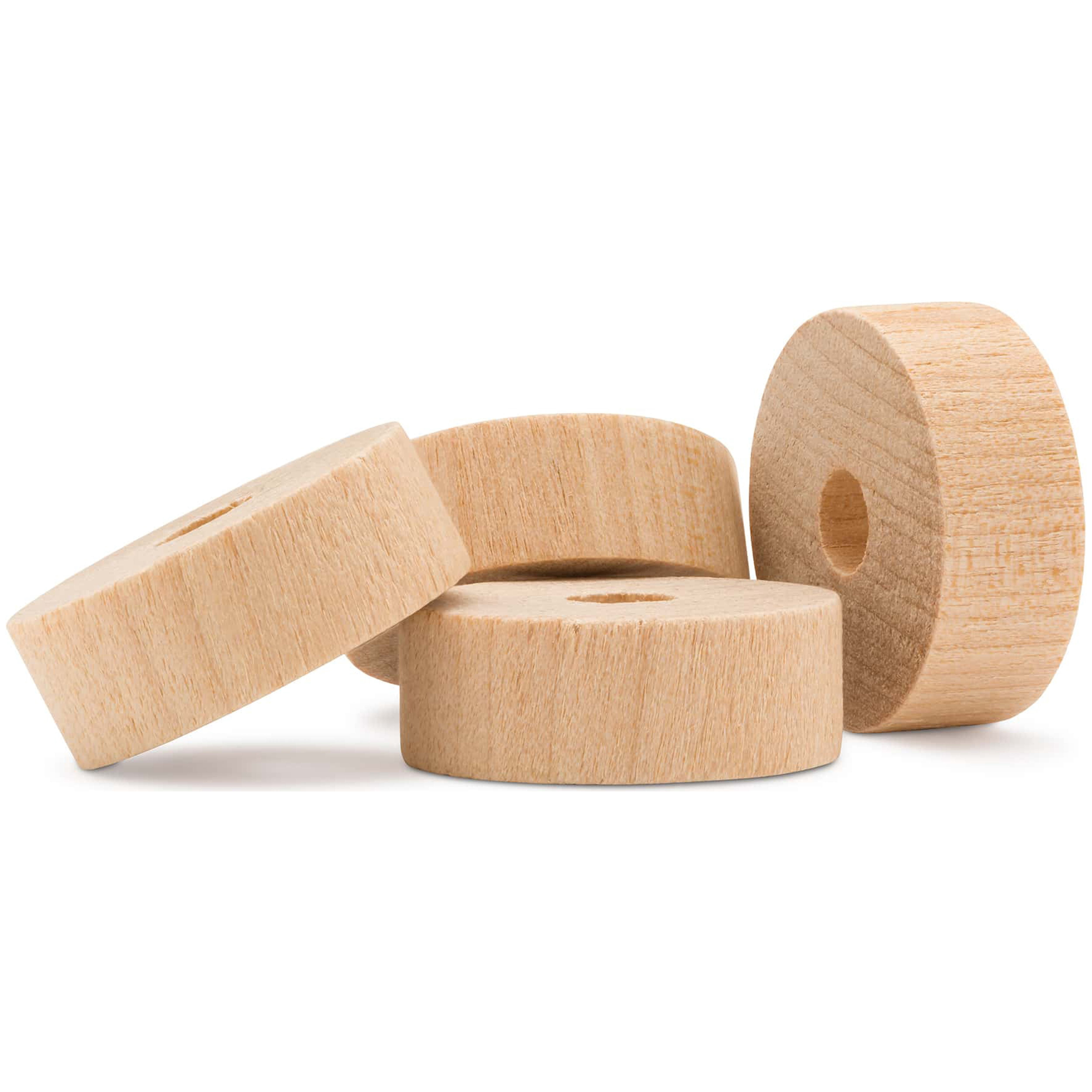 1-inch Diameter Slab Wooden Wheels for Crafts, 3/8-inch Hole ...
