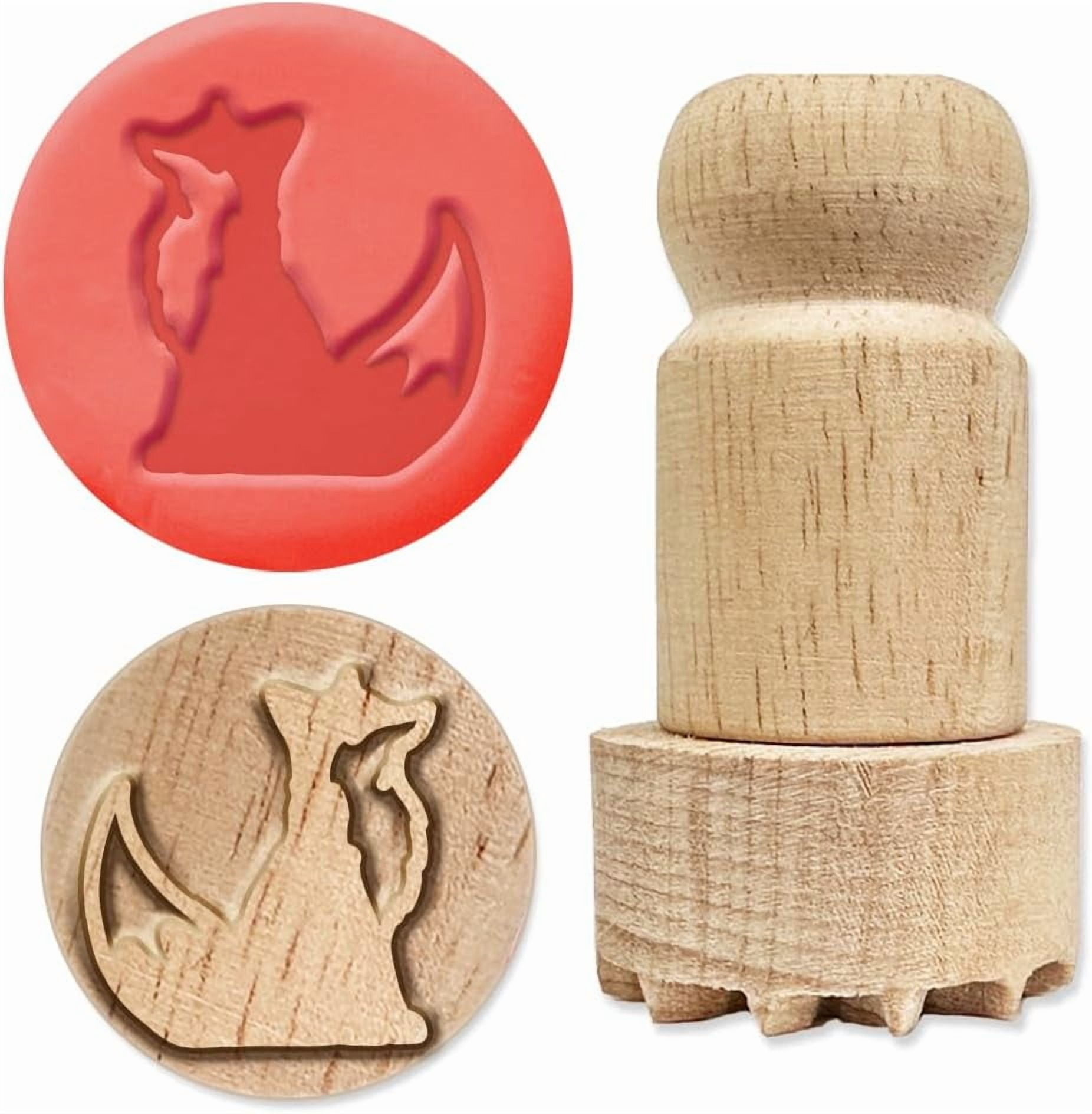 1 inch Fox Round Wooden Clay Stamp for Card Making DIY Craft Letter ...