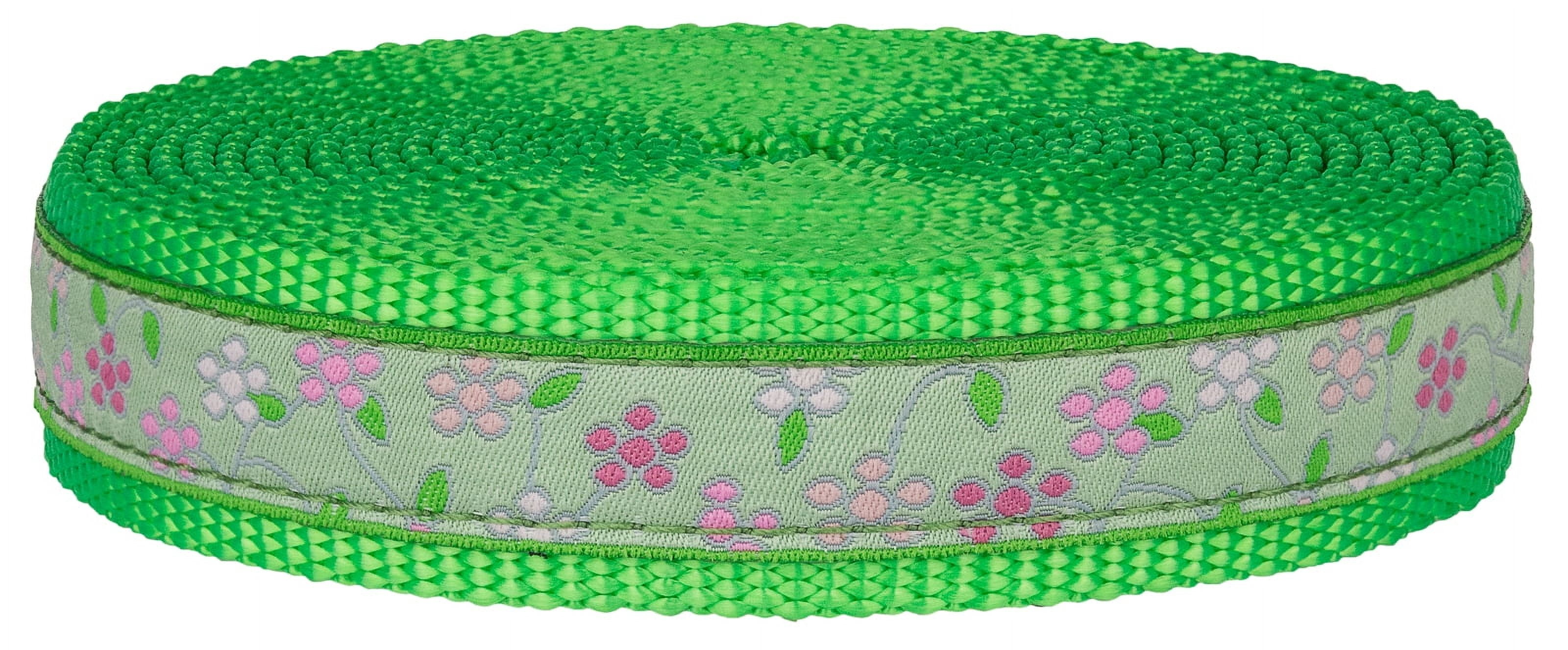 1 inch Fresh Spring Floral Ribbon on Hot Lime Green Nylon Webbing ...