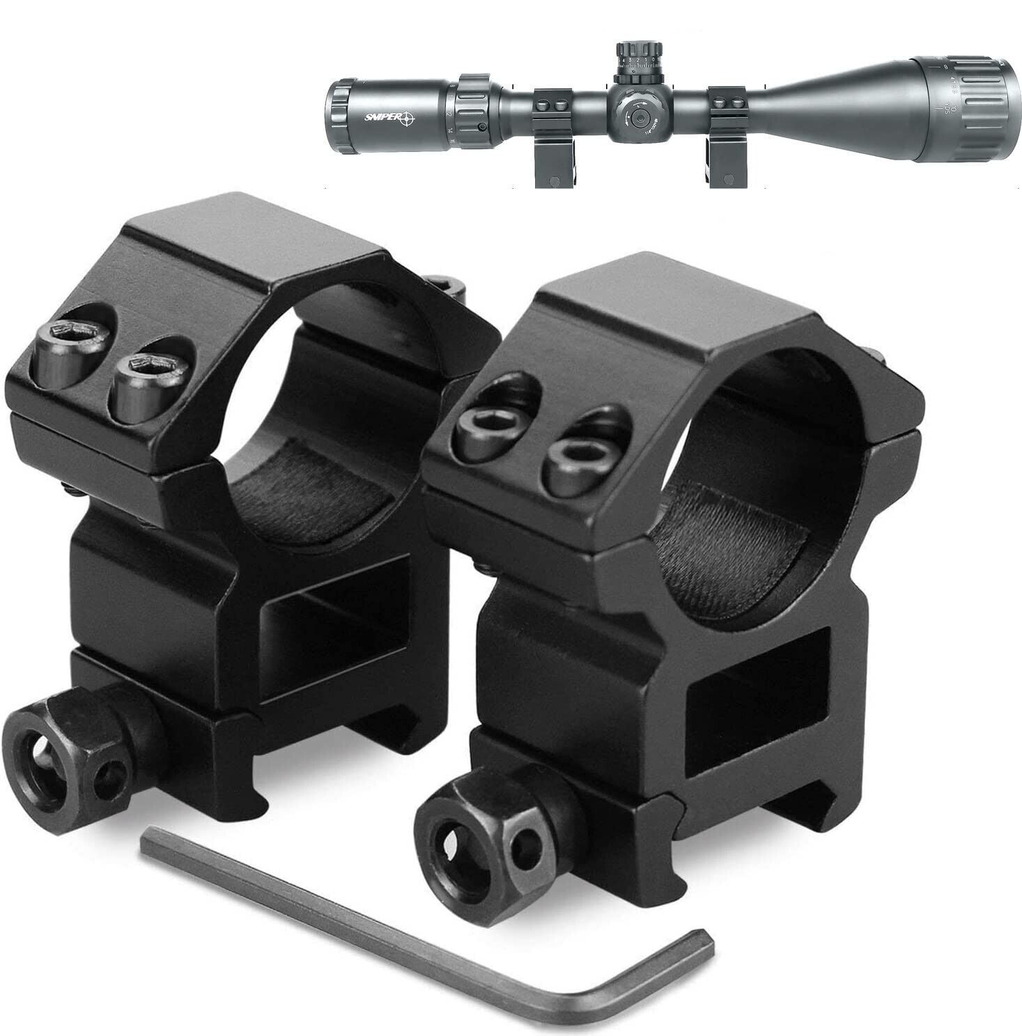 1'' inch High Profile Scope Rings for Picatinny Weaver Mount Heavy Duty ...