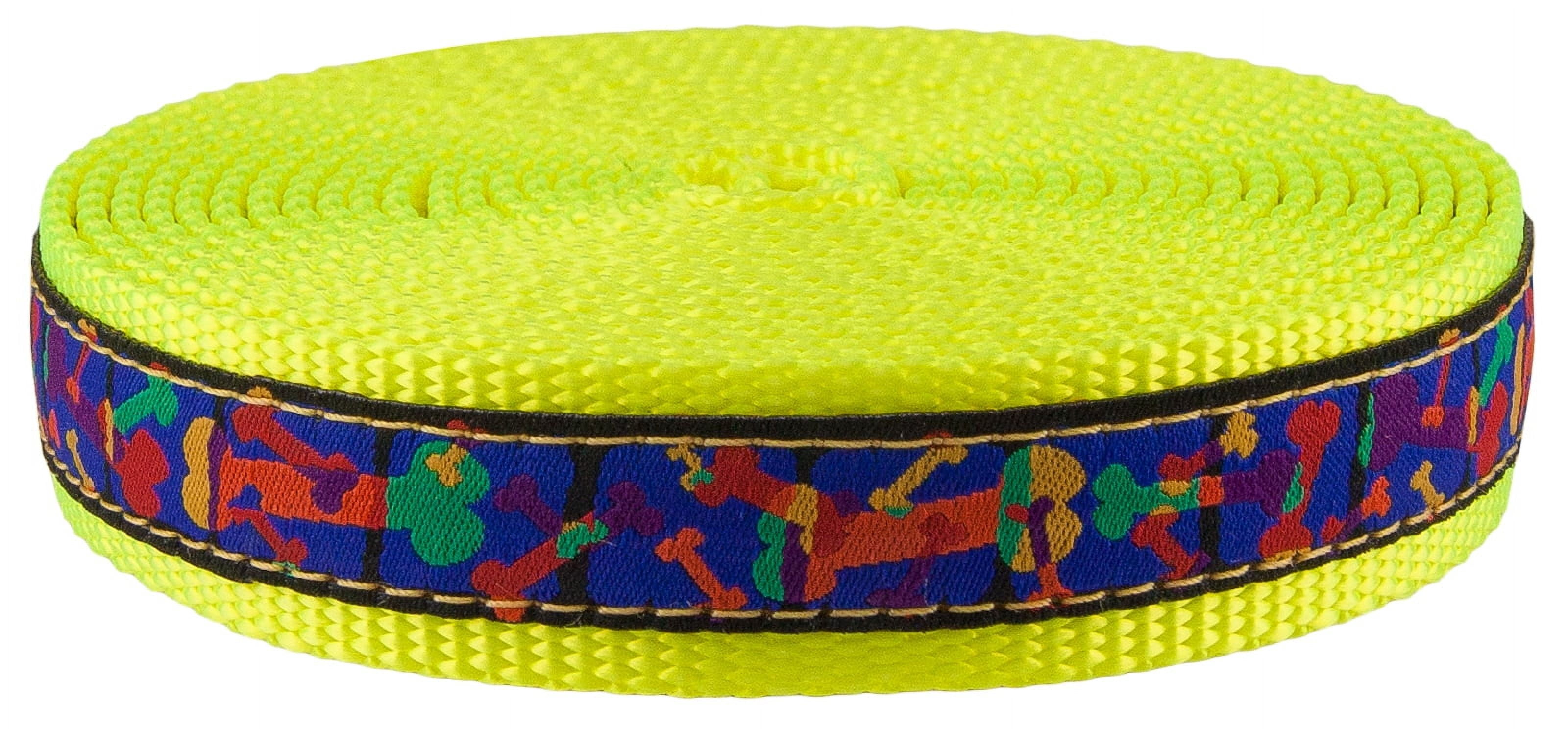 1 inch Multi-Colored Bones Ribbon on Hot Yellow Nylon Webbing Closeout ...