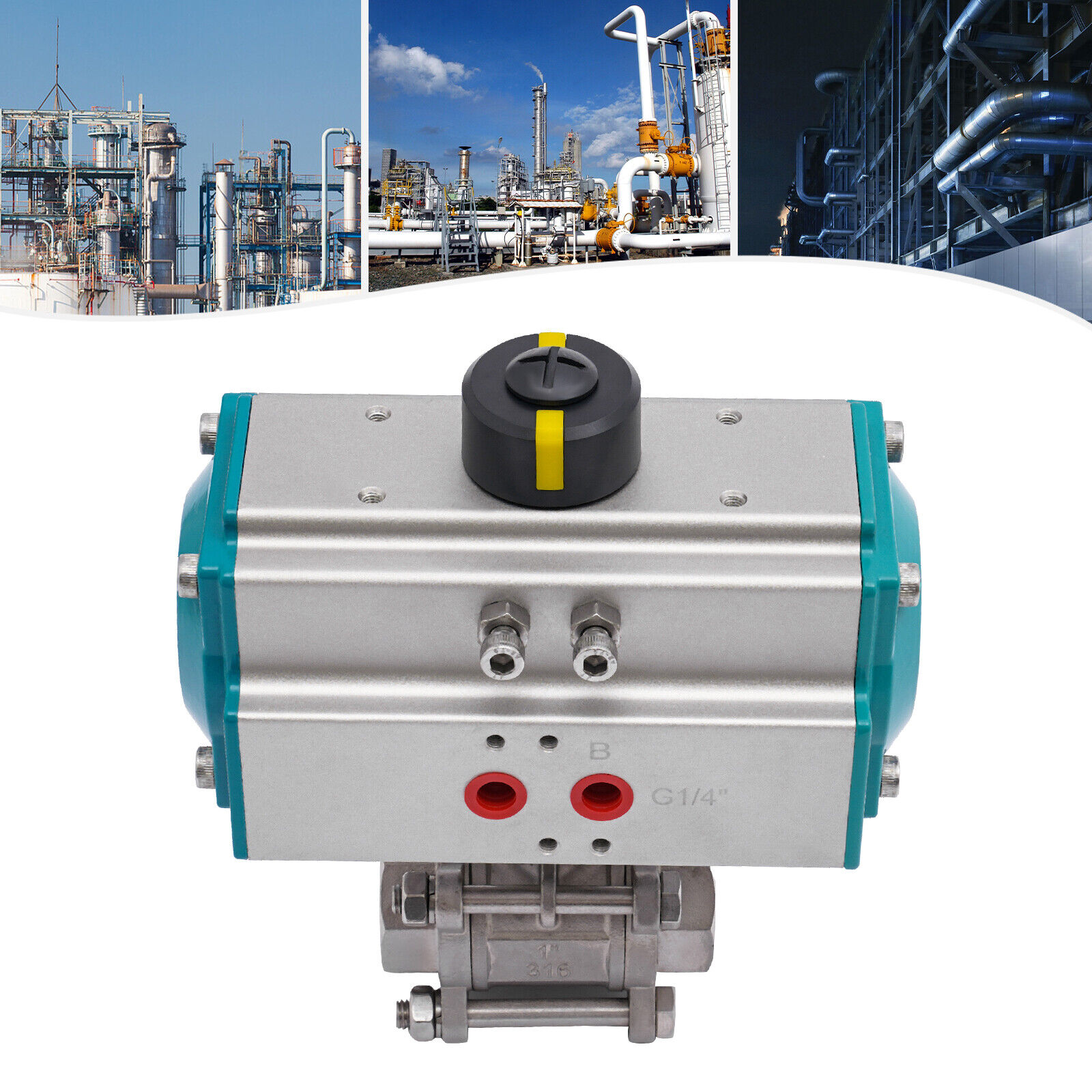 1 inch NPT Pneumatic Ball Valve Single Acting Air Actuated Spring ...