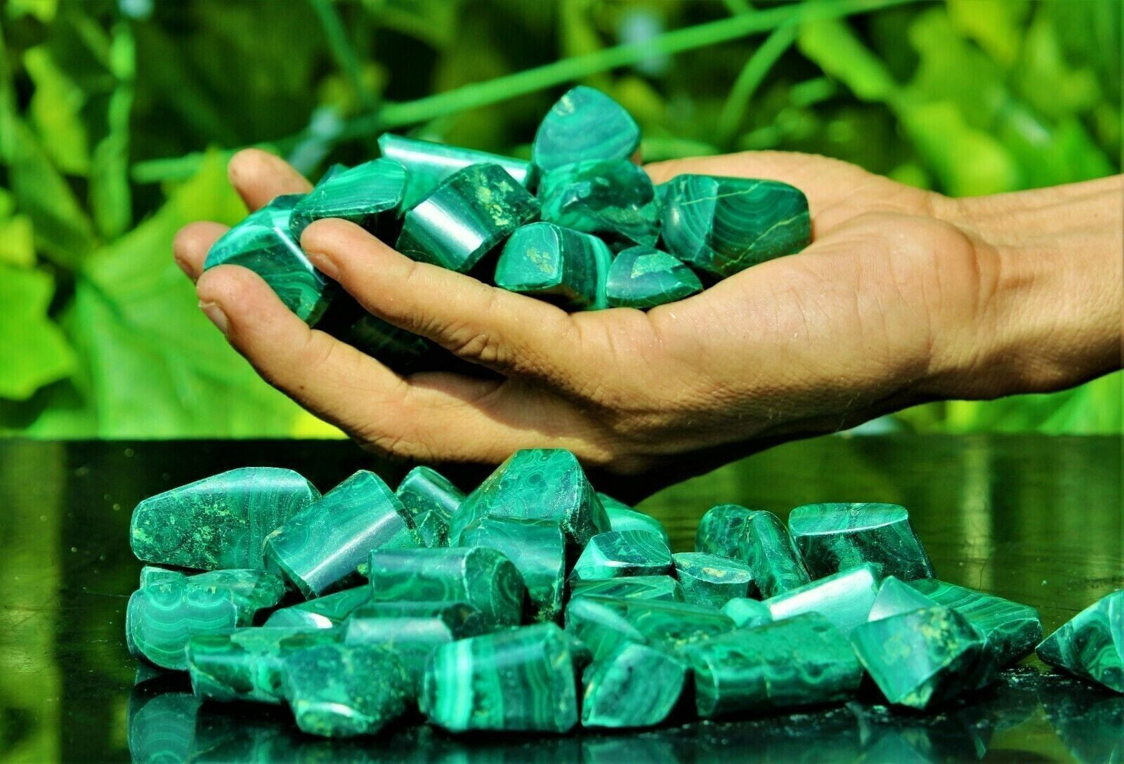 1 kg / 2.2lbs Gemstone Tumbled Pebbles Stones Congo Green Malachite ...
