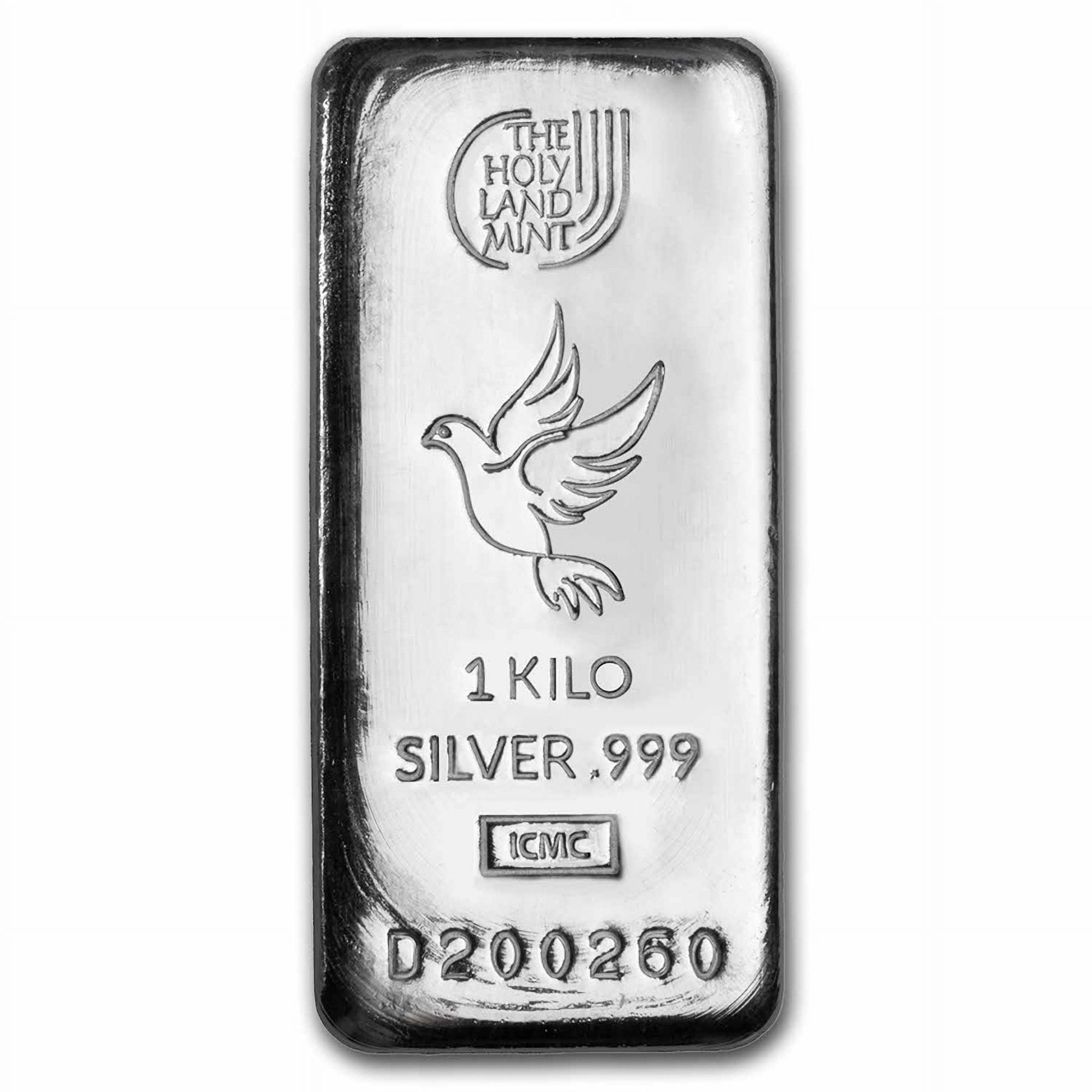 1 kilo (1,000 gram) Silver Bar - Holy Land Mint (Dove of Peace ...