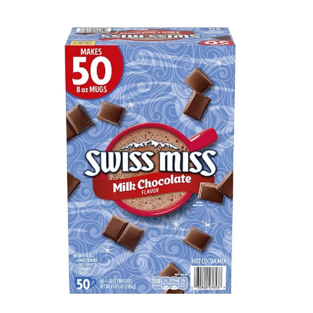 1 large bag, Swiss Miss Milk Chocolate hot cocoa powder pack, 50 bags ...