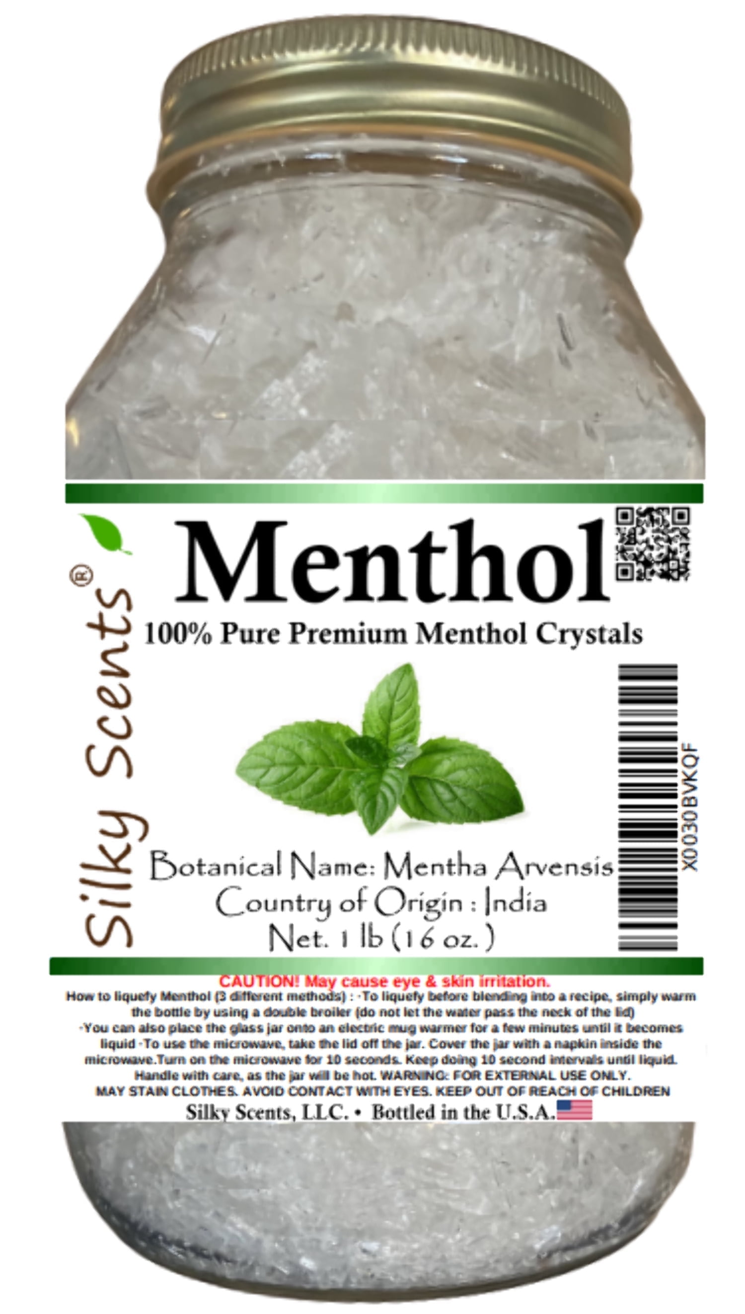 1 lb Premium Menthol Crystals 100% Pure Organic and Natural in Glass ...