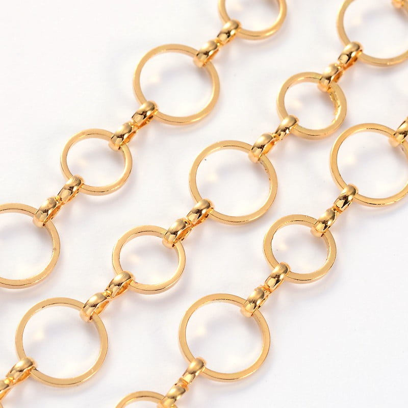 1 m 3.28 Feet Brass Chains Unwelded Golden 8 and 10mm in diameter 1mm ...