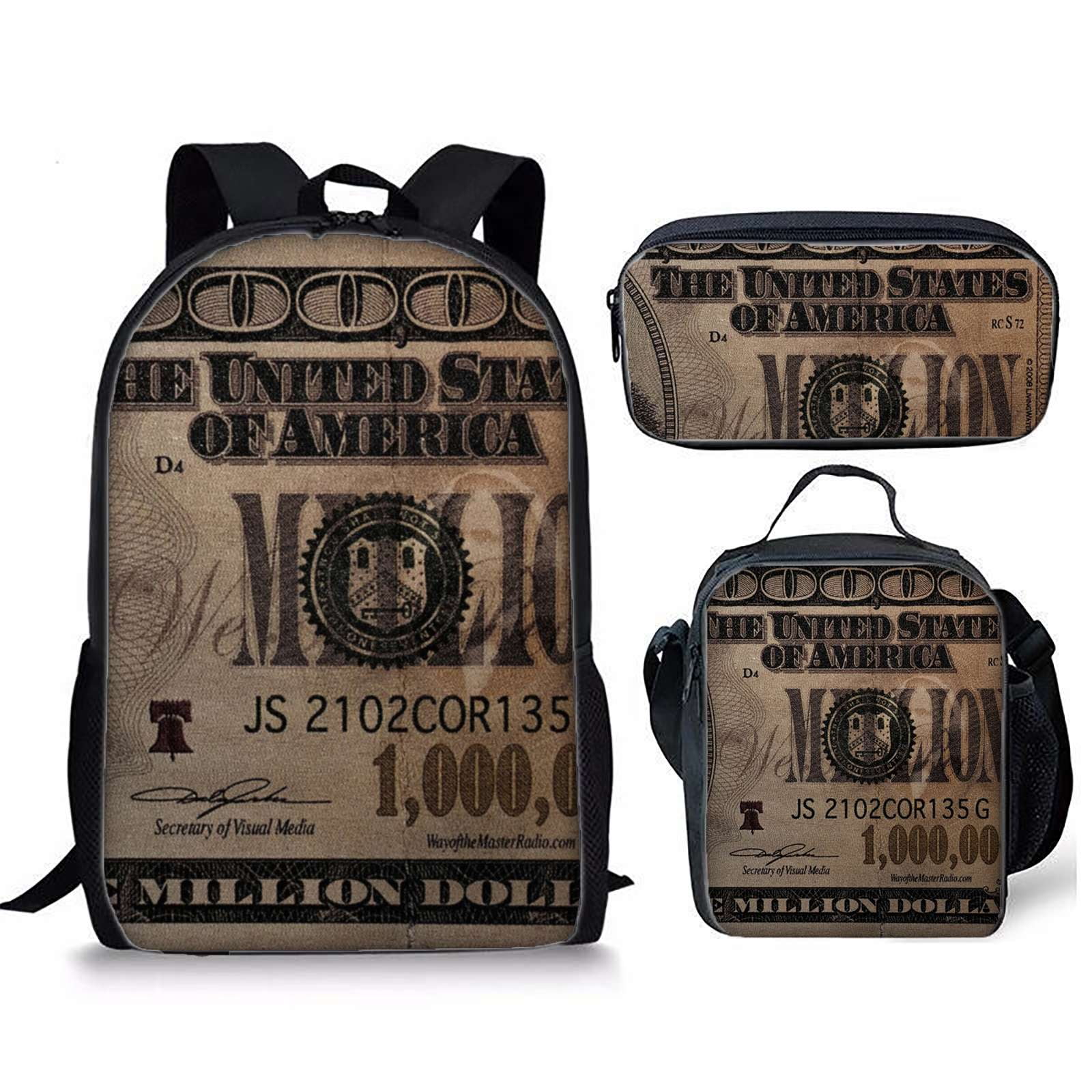 1 million dollar bill Backpacks Bookbag Bags Rucksack Lunch Bag Pen Bag ...