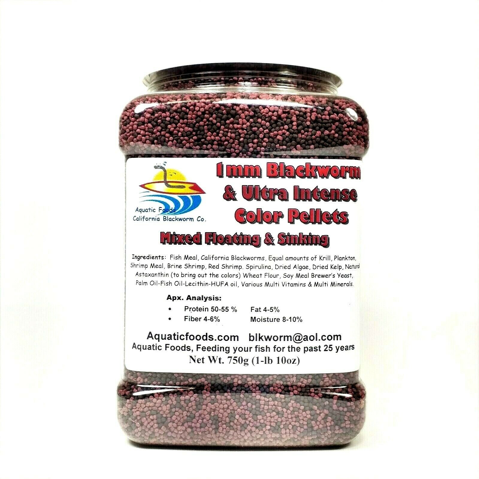 1 mm California Blackworm & Intense Coloring Pellet Mix, Floating ...