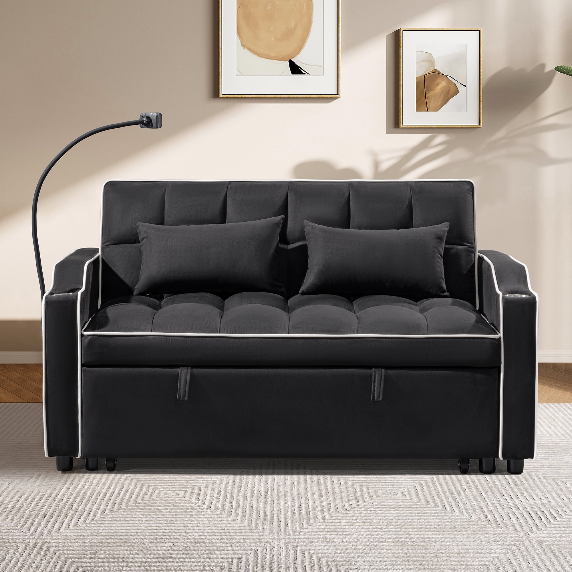 1 multifunctional foldable sofa bed in 3 different lengths, modern sofa ...