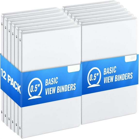 1 or 1/2'' Binders with Roung Ring Binder, Large 100/200 Sheet Capacity, Fit 8.5" x 11" US ...