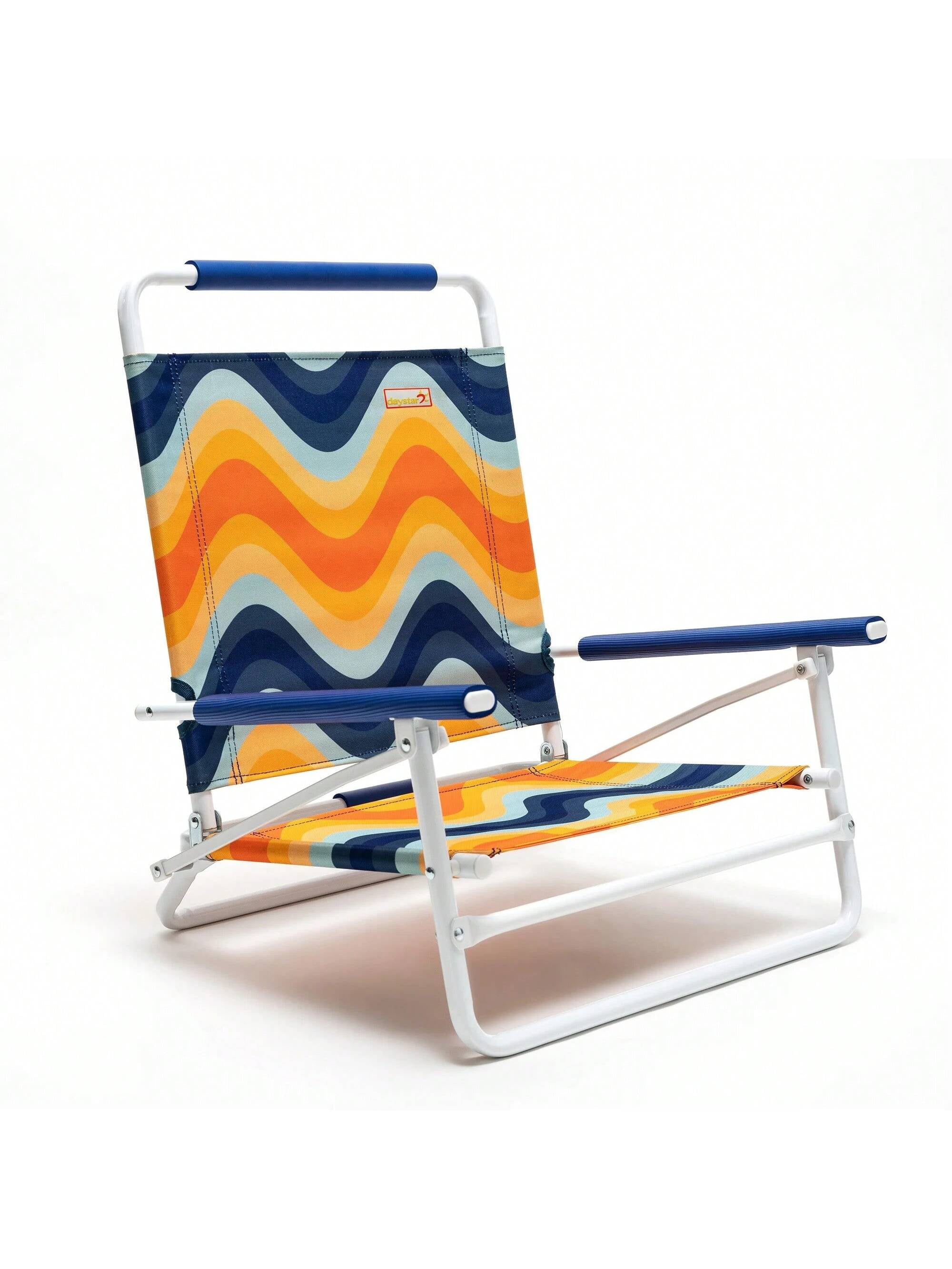 1 orange wave color low folding beach chair, 1 lightweight and portable ...