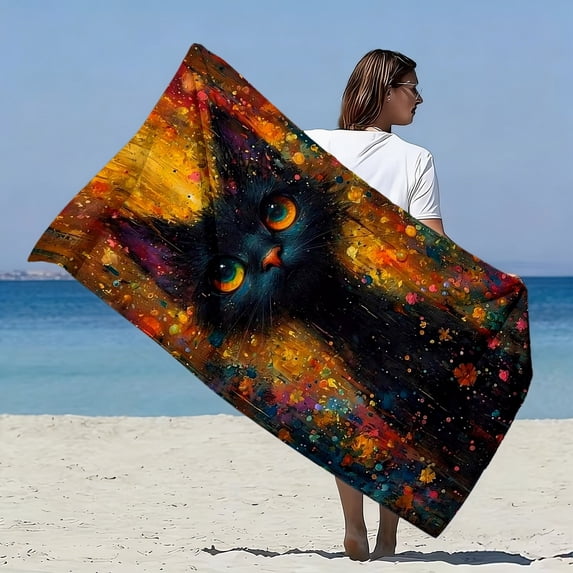 1 oversized cat-themed bath towel, suitable for beaches and pools ...