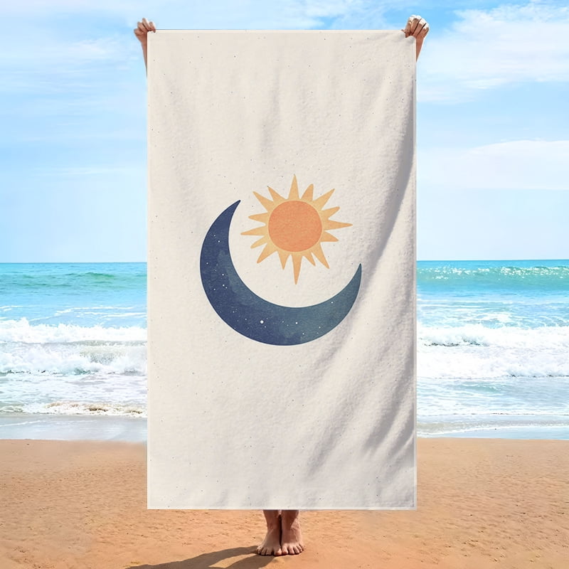 1 oversized celestial sun and moon beach towel - large soft bath towel ...